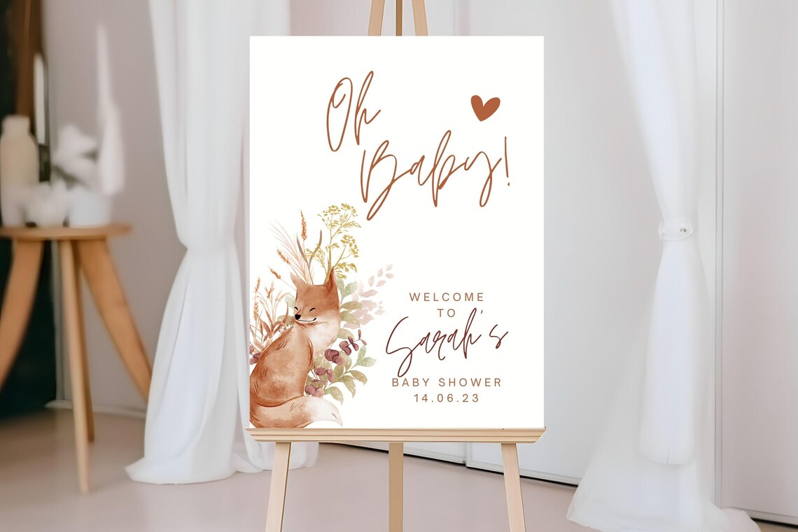 Welcome to Baby Shower Sign Template, Fall on Love, Fall Baby, Welcome ...