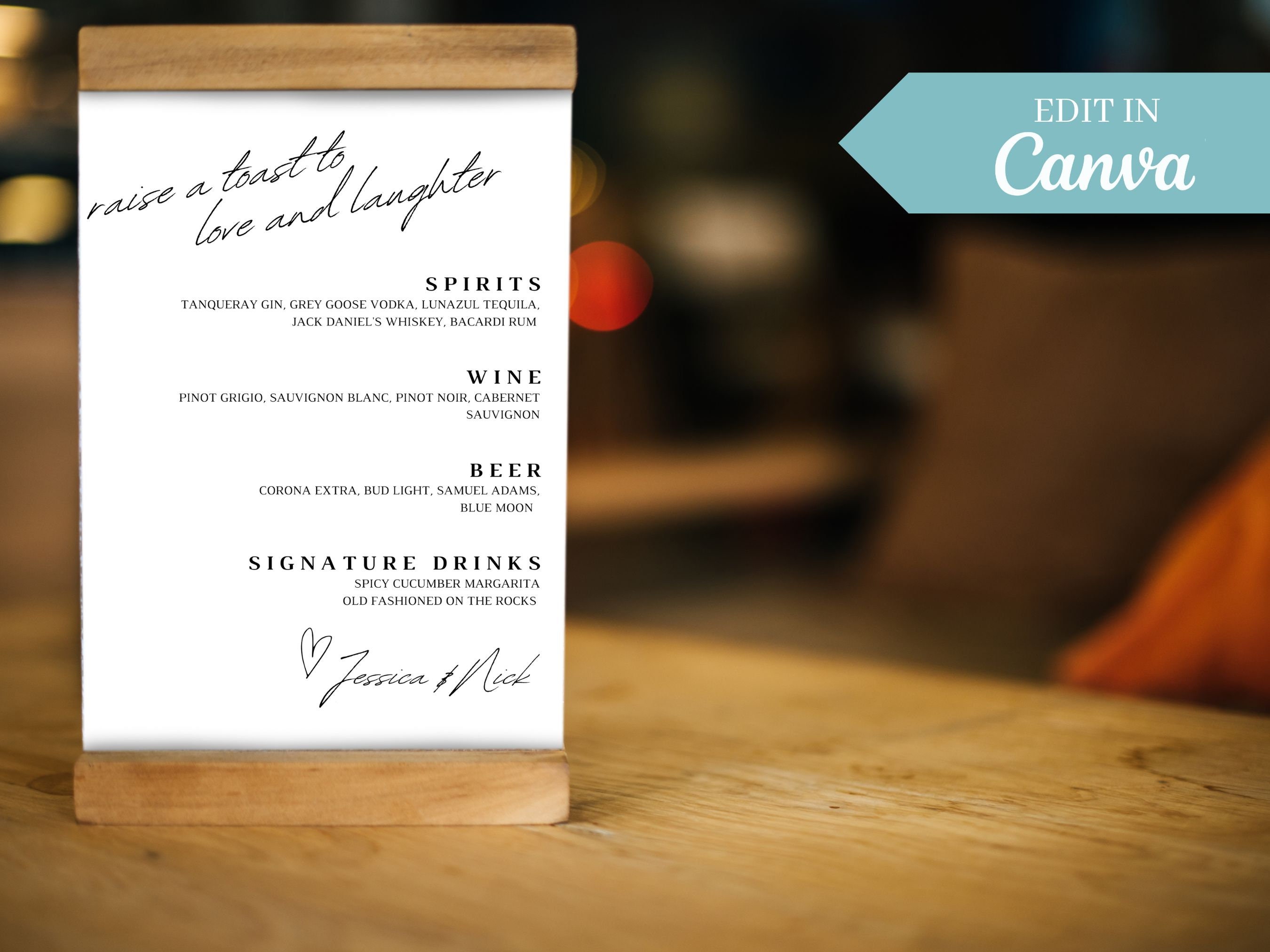 Raise a Toast Bar Menu, Bar Menu Sign Template, Minimalist Bar Menu ...