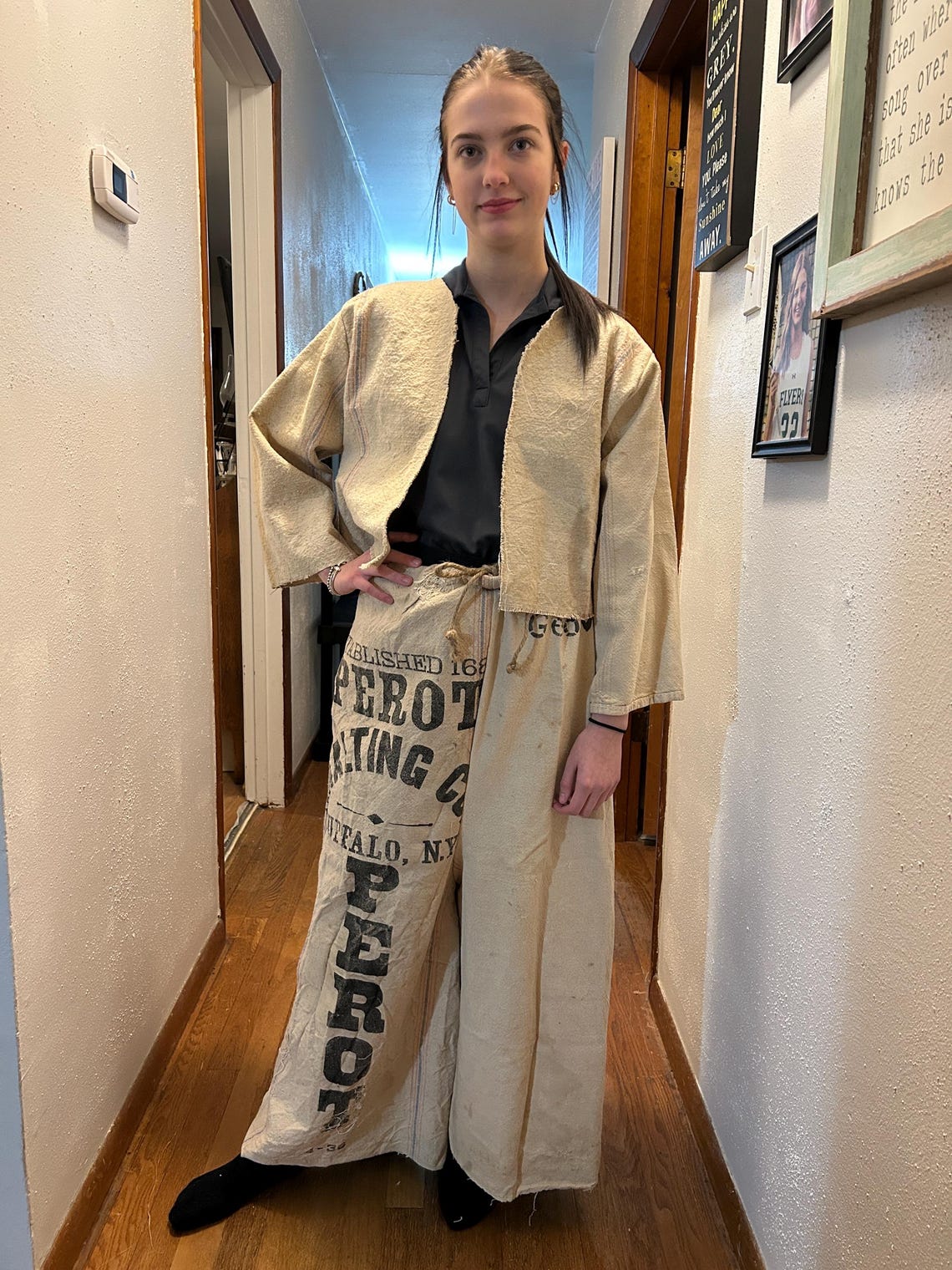 Grain Sack Clothing, Drop Crotch Pants, Baggy Pants, Upcycled Bottoms ...