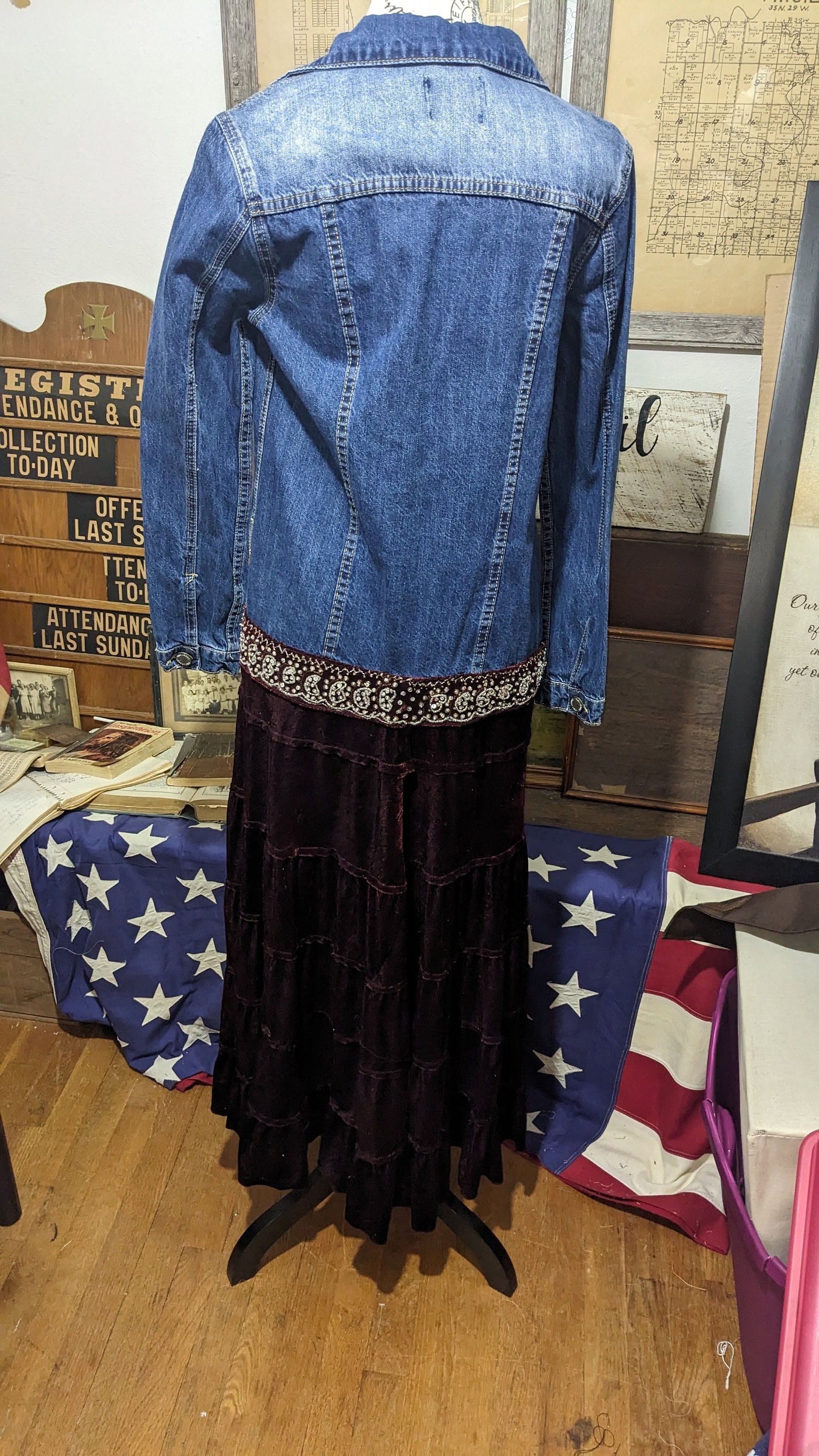 Denim Jacket, Upcycled Jacket, Boho, Country, Shabby, Denim Jacket ...