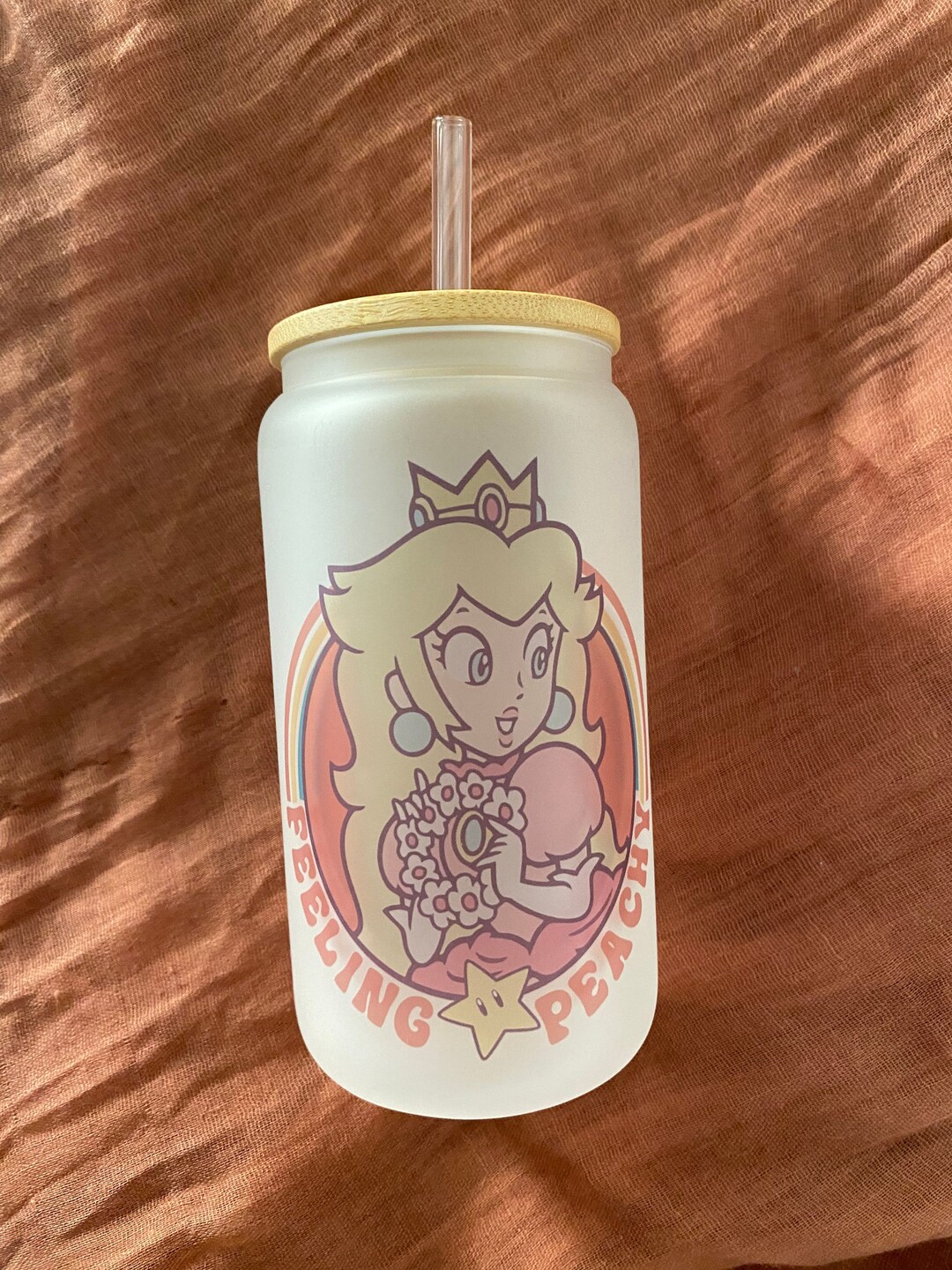 Princess Peach Glass Cup - Etsy