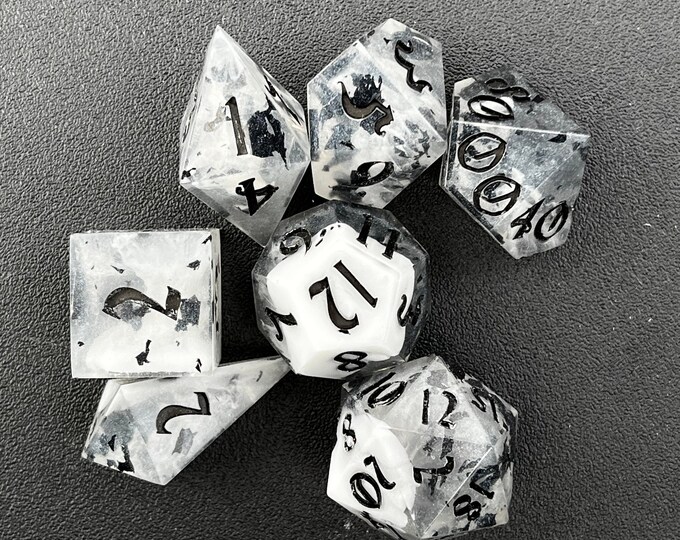 Handmade Dice Set “cookies and Creme” Black and White Grayscale, Resin ...