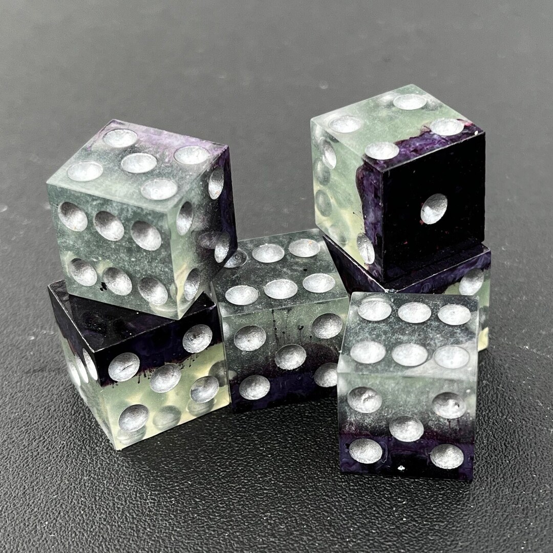 Set of 2 OR 6 Handmade Dice purple Drips W/ Green Sparkle, Resin Dotted ...