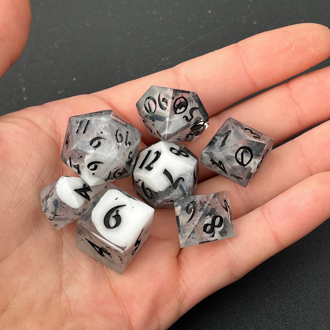 Handmade Dice Set “cookies and Creme” Black and White Grayscale, Resin ...
