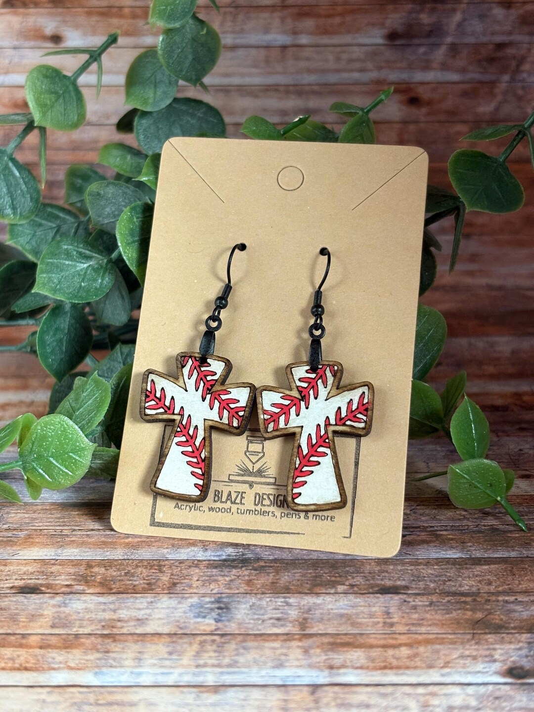 Baseball Cross Earrjngs (red Stitch) - Etsy