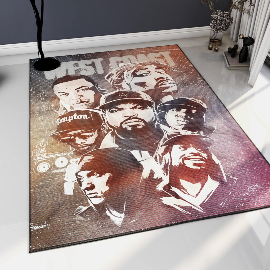 Hip Hop Rug, West Coast Stars, Hip Hop Legends Rug, Rap Lover Rug, Hip ...