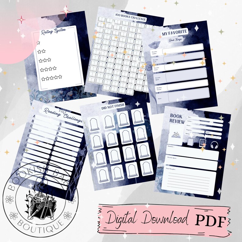 Reading Journal Printable, Book Reading Planner, Reading Challenge ...