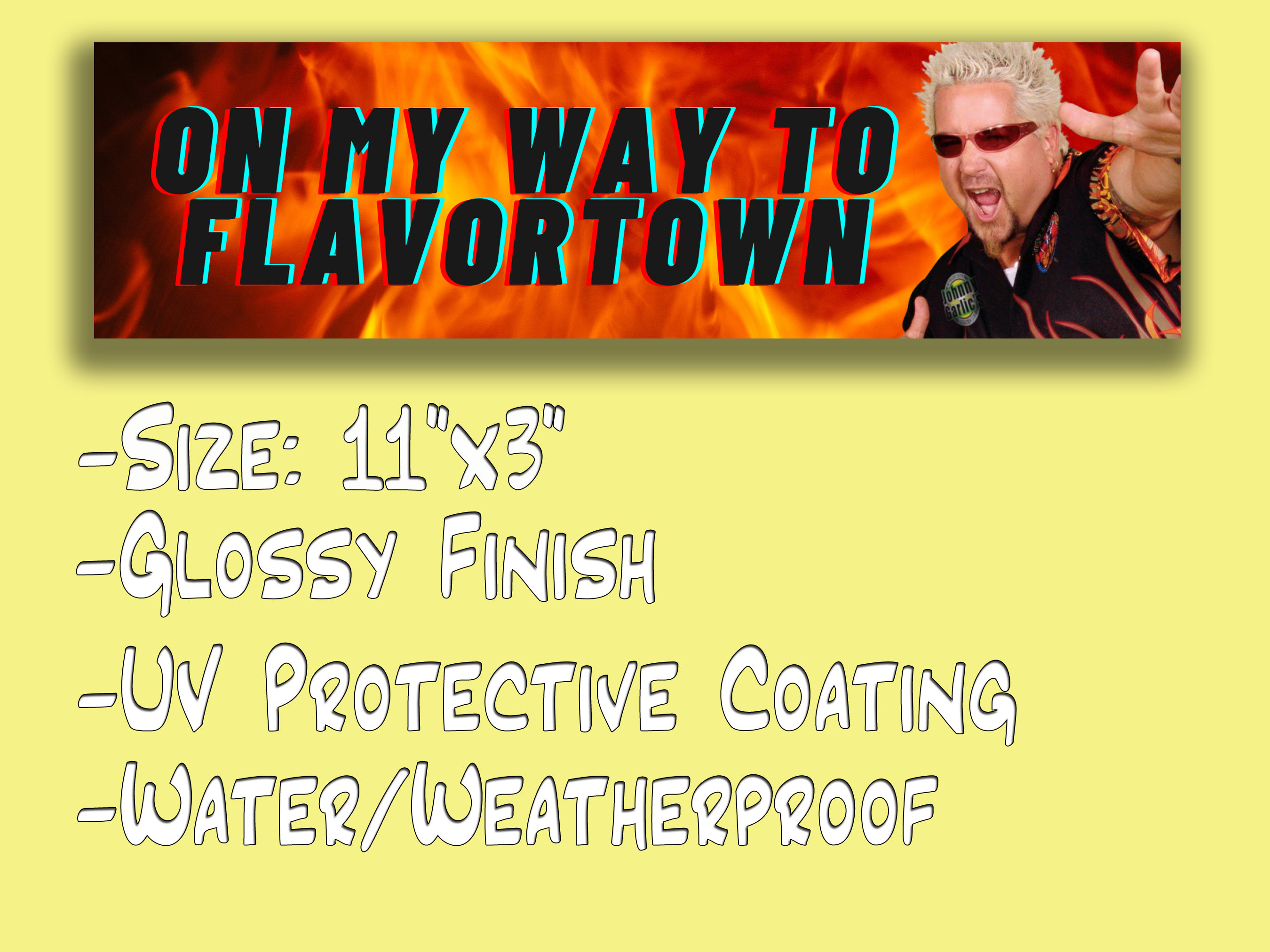 Flavortown Guy Fieri Funny Bumper Sticker Car Decal Waterproof Sticker ...