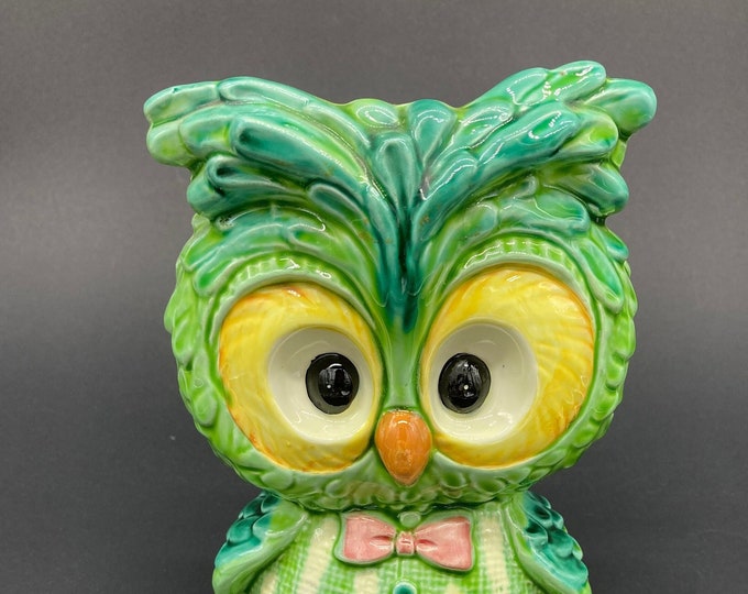 Vintage MCM Relpo 6023 Anthropomorphic Kitsch Green Owl Planter Vase - Etsy