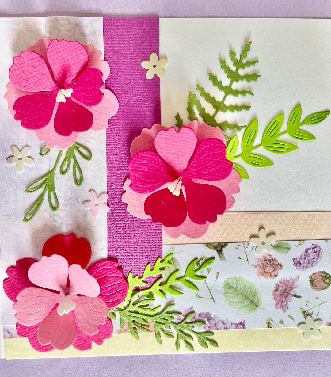 Floral Woodland Card Making Kit With Paper Patchwork - Etsy UK