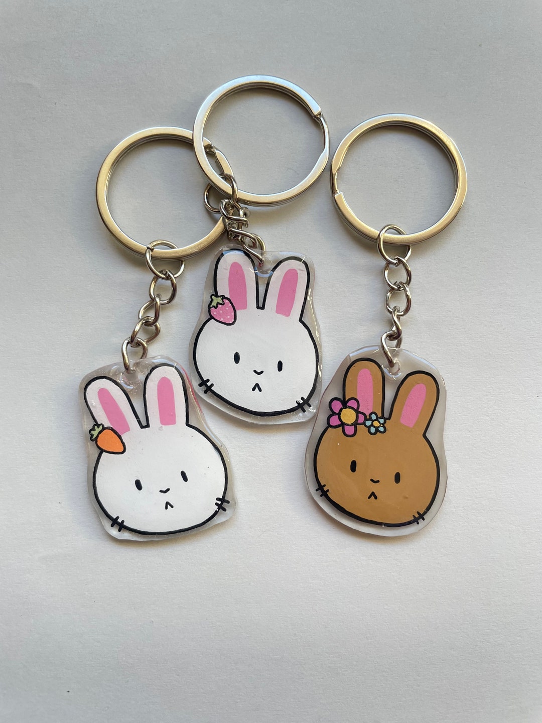 Handmade Cute Kawaii Bunny Rabbit Resin Keychains - Etsy