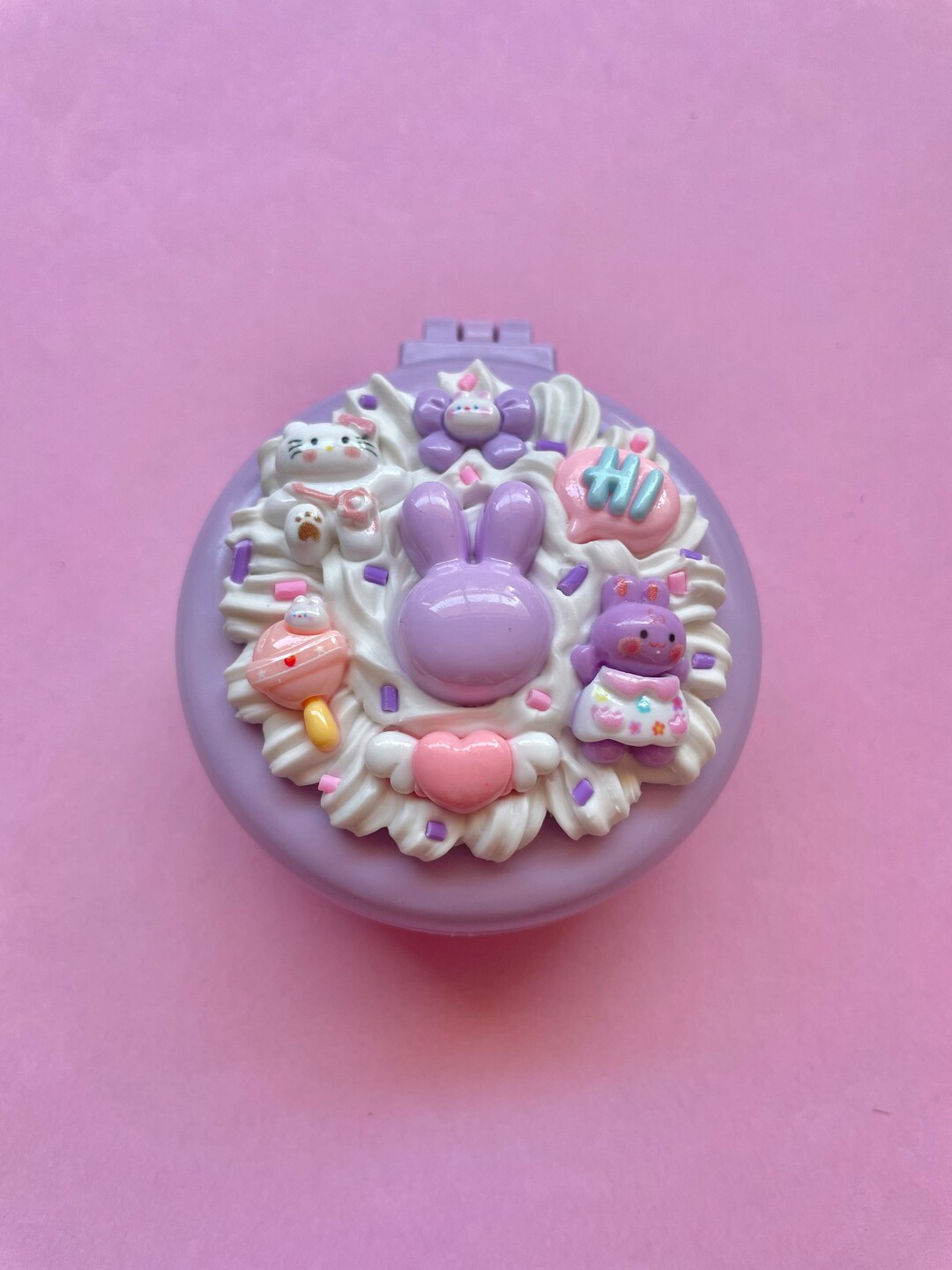 Purple Pink Bunny Cute Kawaii Decoden Pocket Mirror Brush - Etsy
