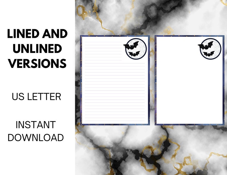 Halloween Writing Paper Printable | Bundle of 4 Designs | Lined Unlined ...