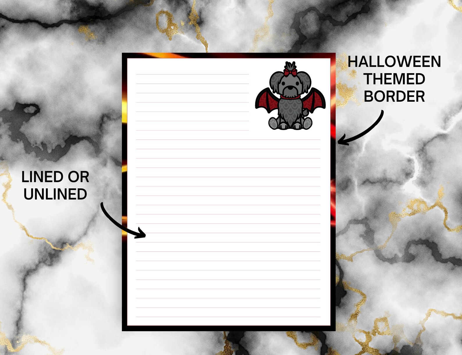 Halloween Writing Paper Printable | Bundle of 4 Designs | Lined Unlined ...