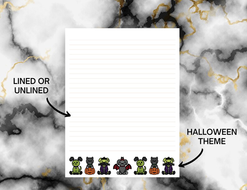 Halloween Writing Paper Printable Bundle of 4 Designs - Etsy
