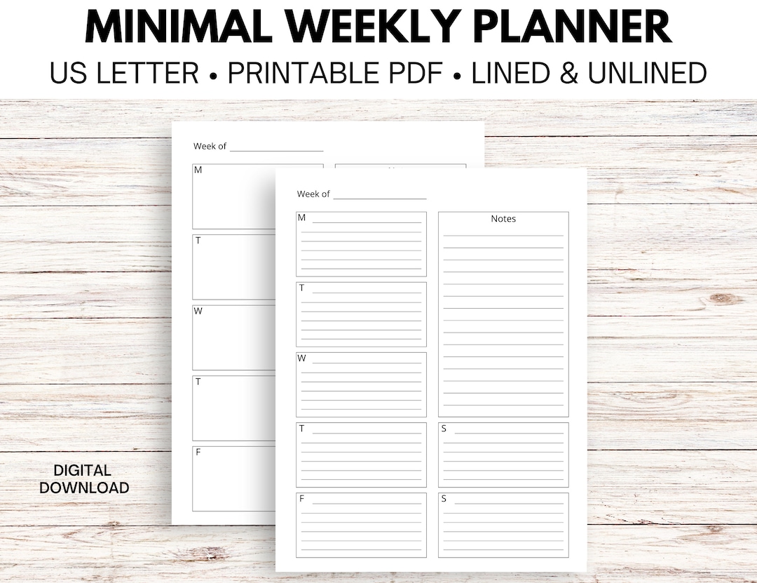 General Weekly Planner | PDF Calendar Printable | Minimal Re-usable ...