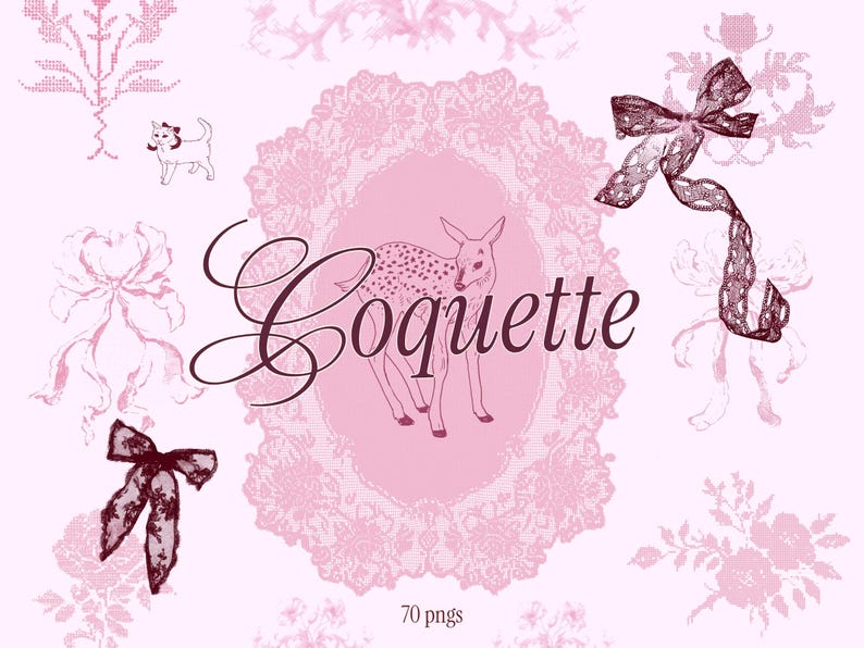 Coquette Clipart Pack Digital Download Feminine Design Resource ...