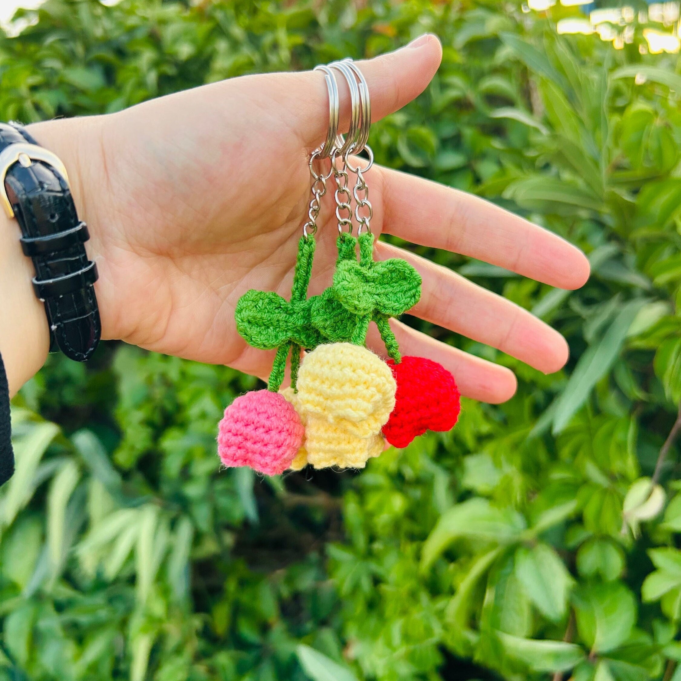 Vibrant Crochet Tulip Keychain-handmade Amigurumi Floral Charm,perfect ...