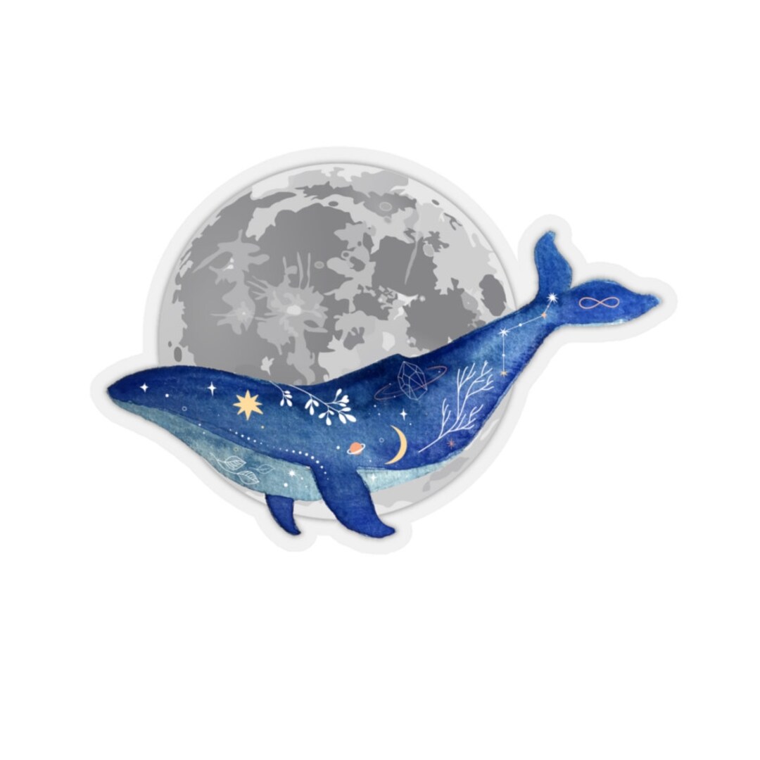 Blue Whale Sticker, Celestial Sticker, Moon Sticker, Trippy Sticker ...