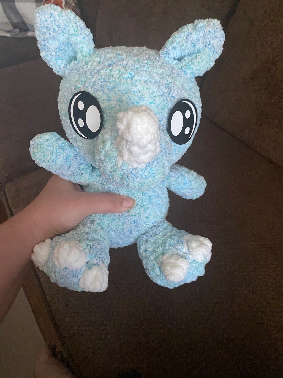 Blue Rhino Plushie, Crochet Safari Stuffed Animal, Baby Shower Gift for ...