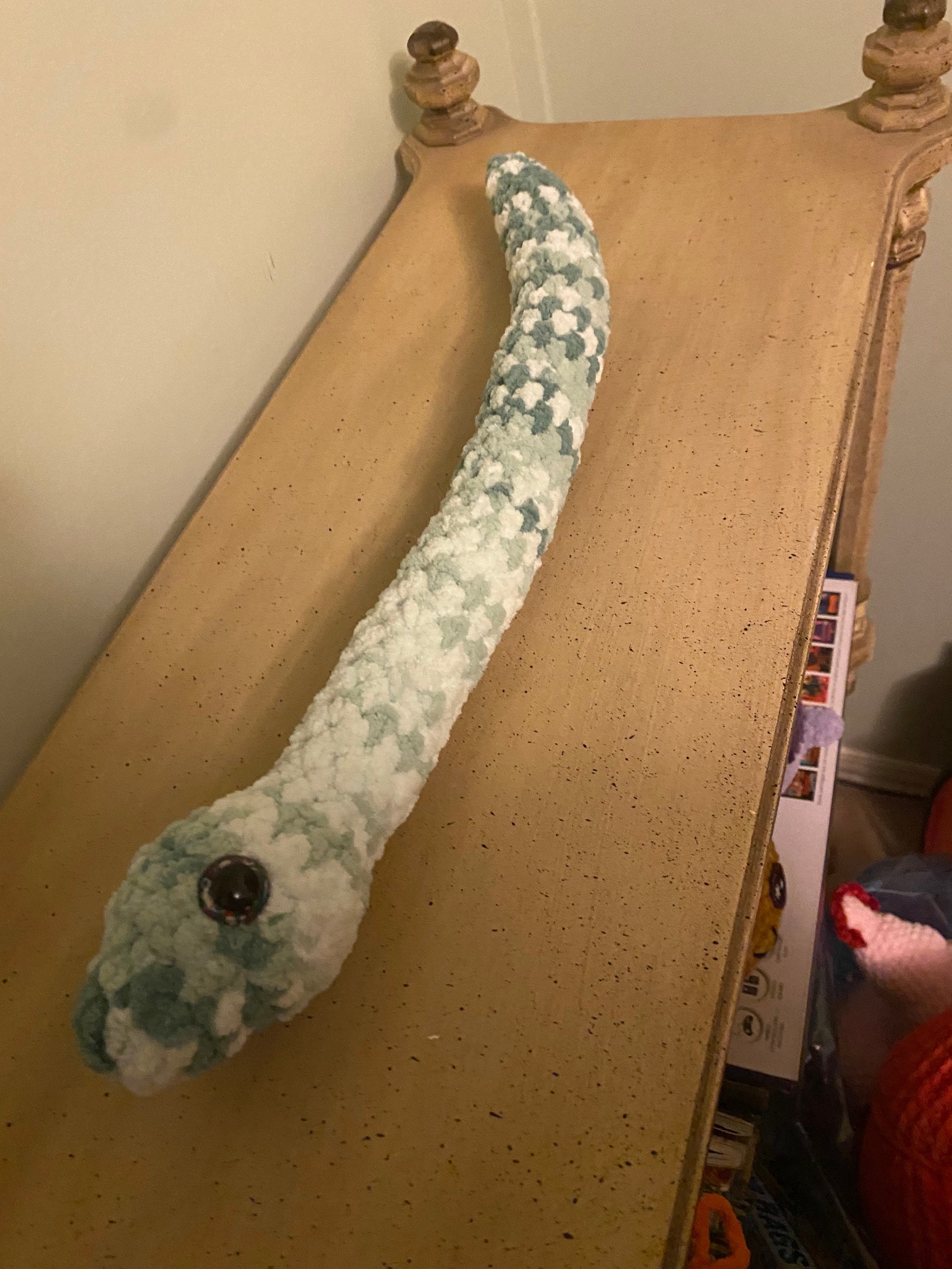 Short Green Snake Plushie Amigurumi Snake Serpent Toy - Etsy