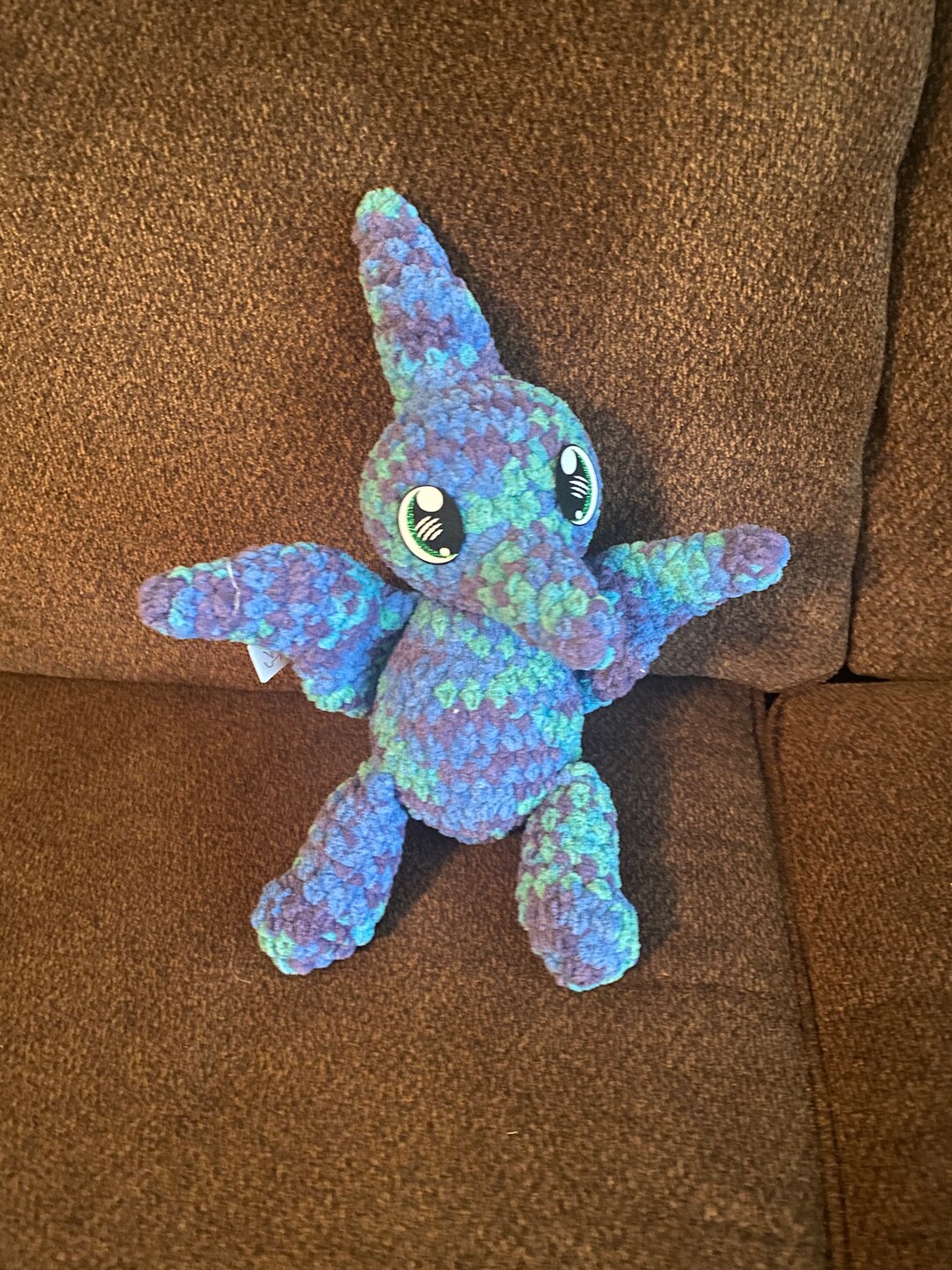 Blue Pterodactyl Dinosaur Plushie, Handmade Crochet Stuffed Animal ...