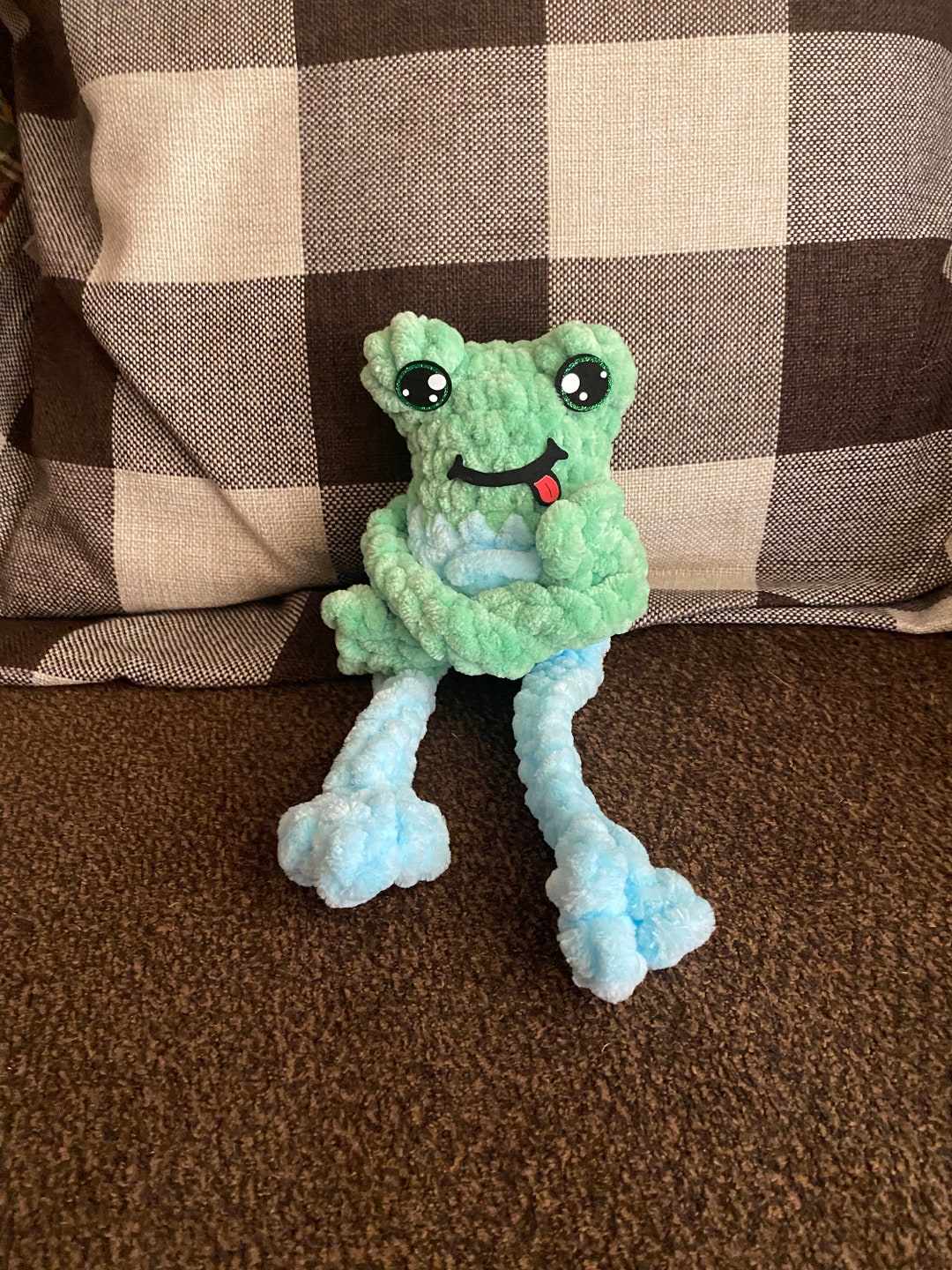 Crochet Farmer Leggy Frog, Frog With Overalls Plushie, Amphibian ...