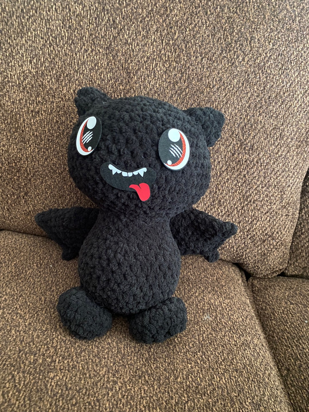 Black Vampire Bat Plushie, Handmade Crochet Halloween Gift, Large ...
