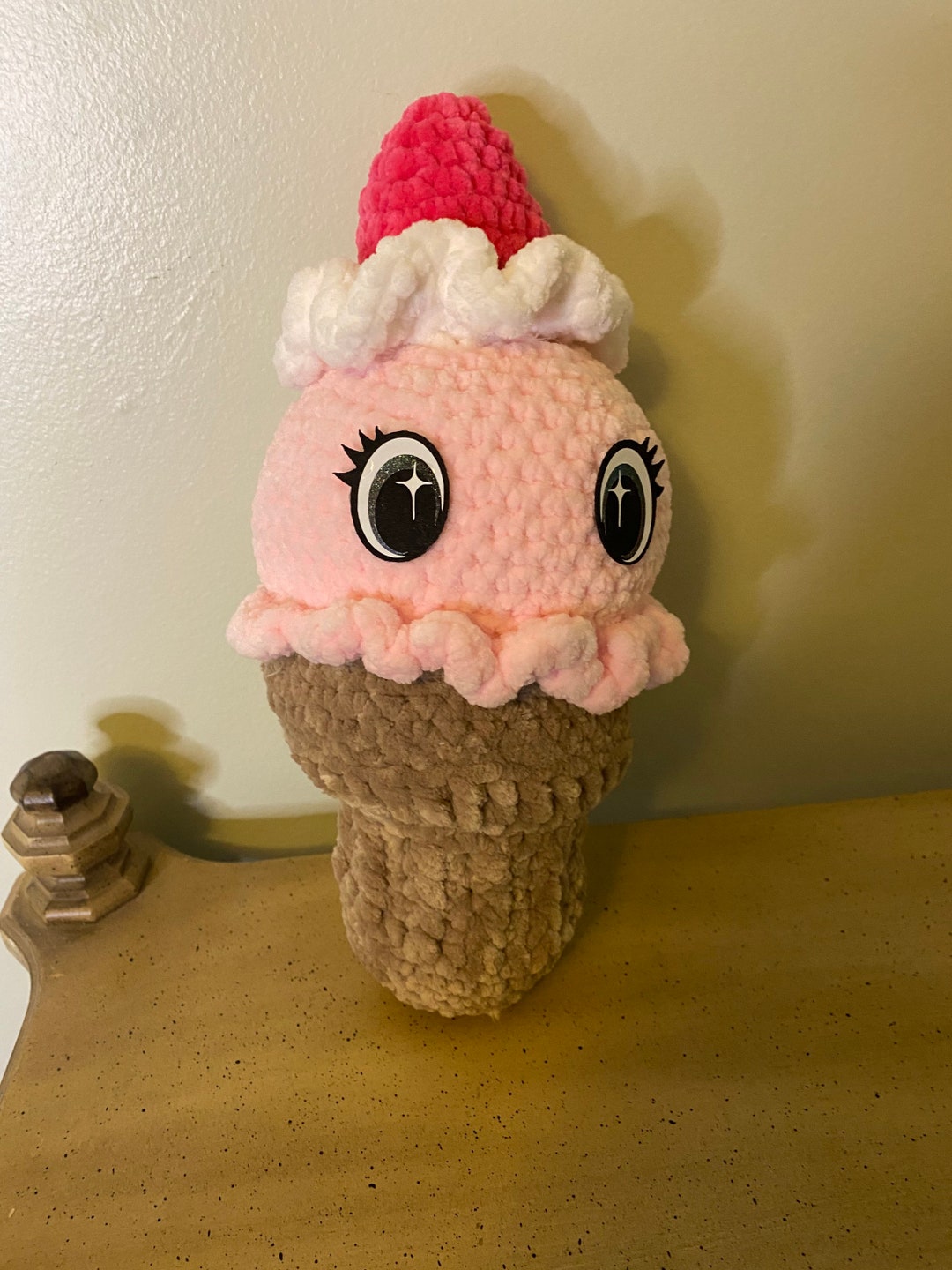 Strawberry Ice Cream Plushie- Crochet Desserts- Amigurumi Play Food ...