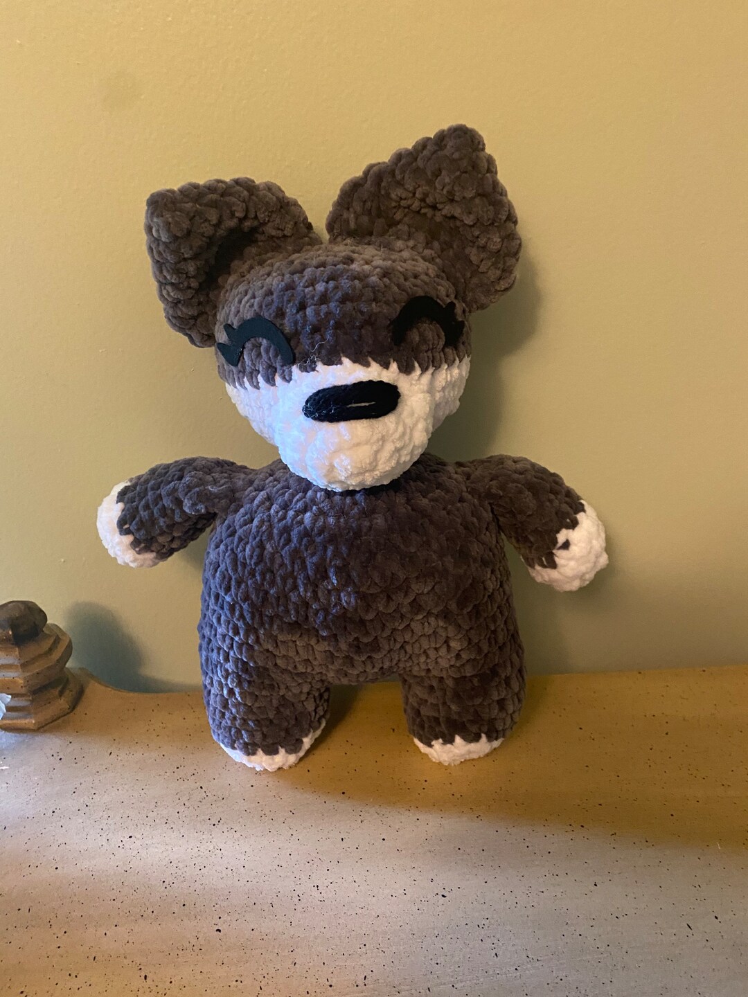 Silver Fox Plushie, Handmade Crochet Gray Fox Woodland Stuffed Animal ...