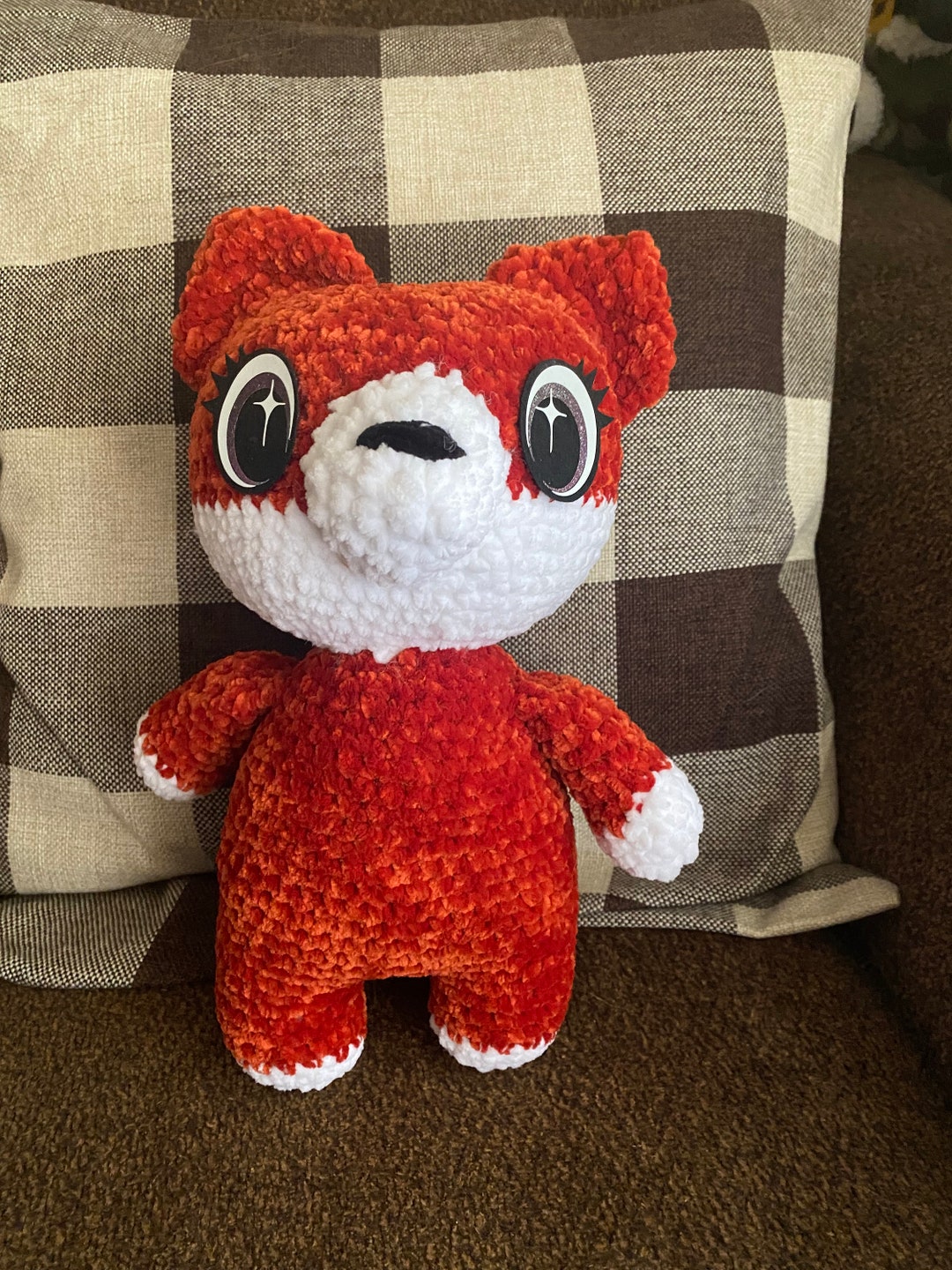Jumbo Orange Velvet Fox Plushie Crochet Fox Stuffed Animal - Etsy