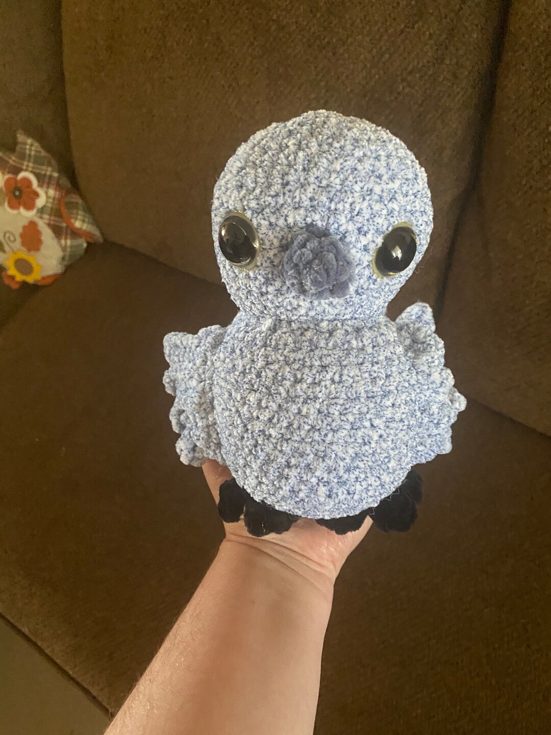Blue Snowy Owl Plushie, Handmade Crochet Bird Stuffed Animal, Gift for ...