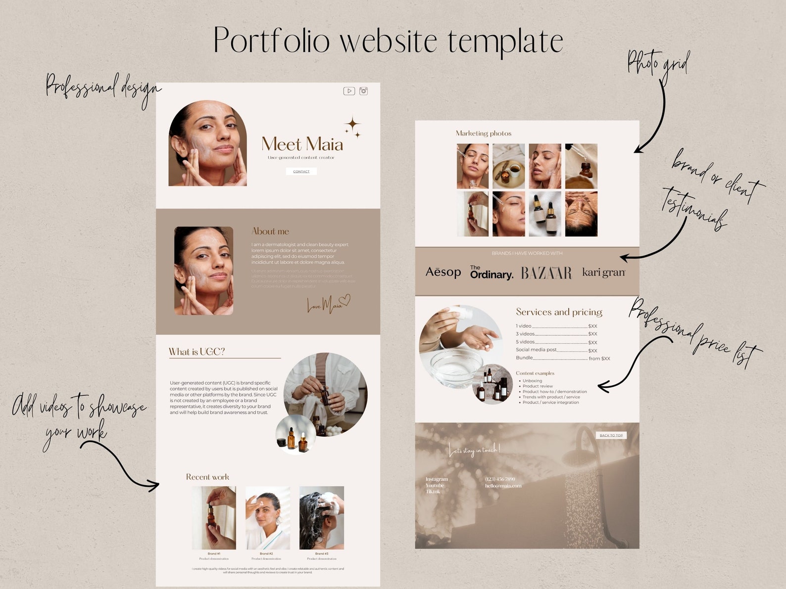 UGC Portfolio Website Template Canva Website Template UGC Etsy Canada