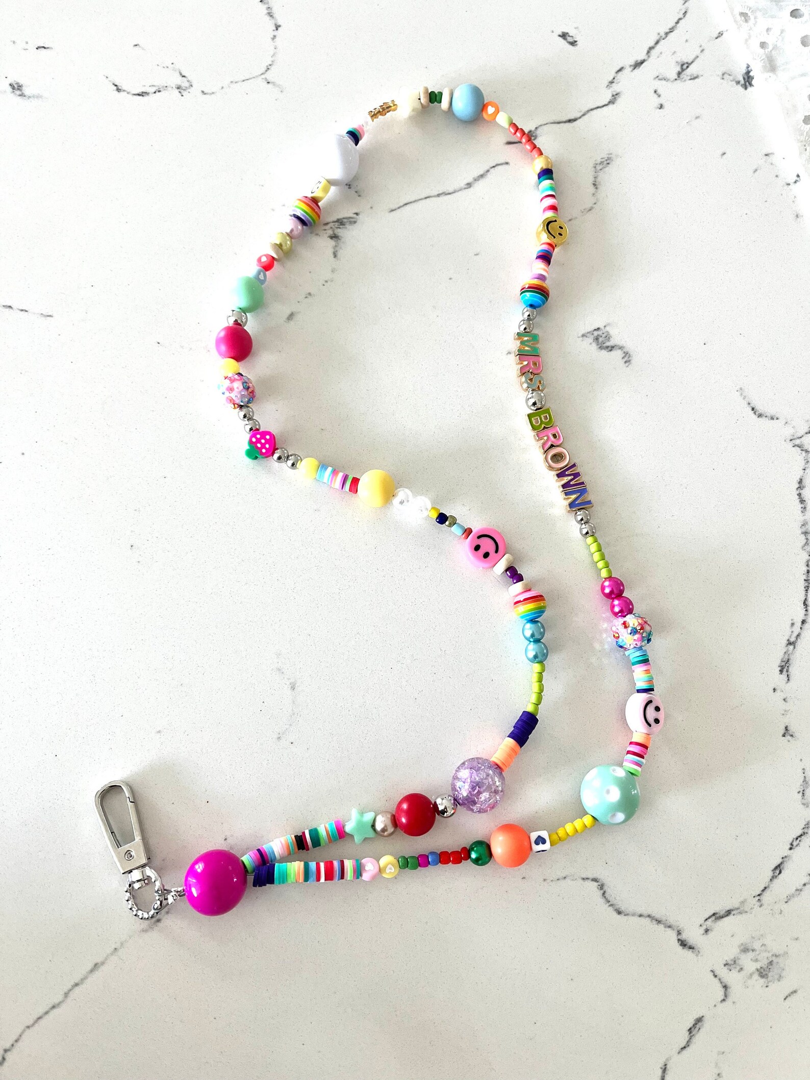 Mixed Bead Personalized Lanyard - Etsy