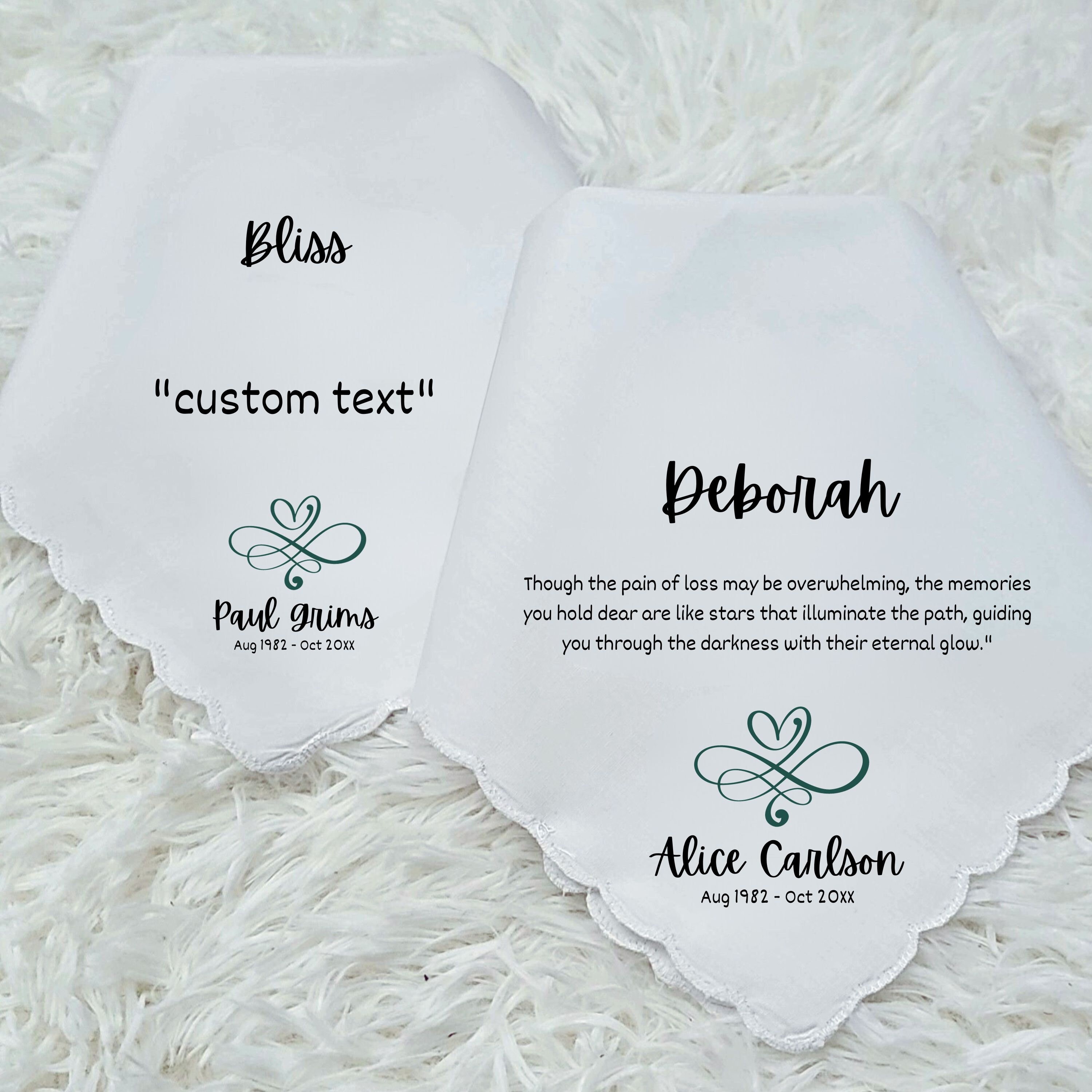 Memorial Tribute Handkerchief for Loved Ones, Personalized Memorial ...