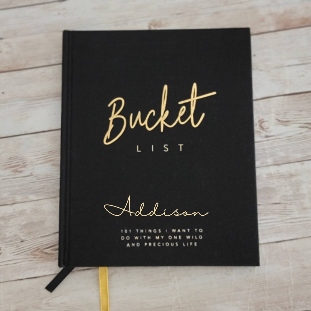 Custom Bucket List Journal: Black Hardcover Travel Notebook, Bucket ...