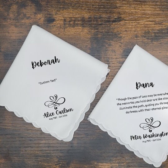 Memorial Tribute Handkerchief for Loved Ones, Personalized Memorial ...