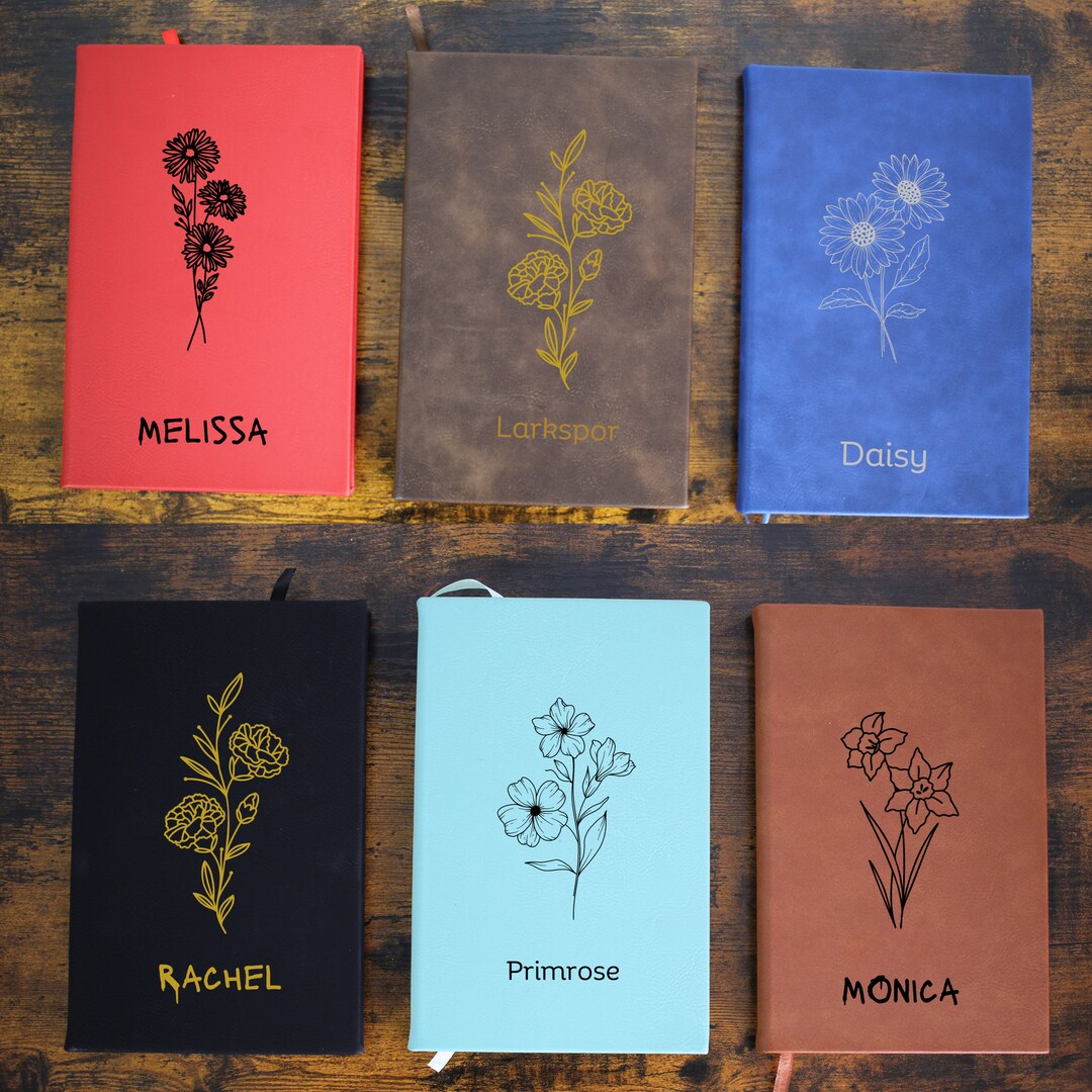 Birth Flower Notebook Journal | Personalized Notebook Birth Month Gifts ...