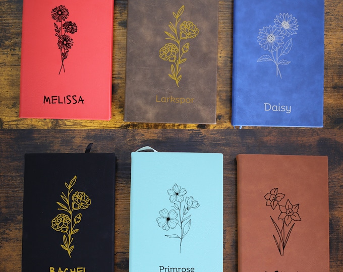 Personalized Birth Flower Name Notebook Birthday Notebook Her Custom ...
