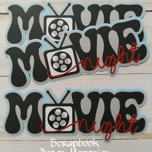 Premade Paper Pieces, Scrapbook Pieces, MOVIE NIGHT Title, Scrapbook ...
