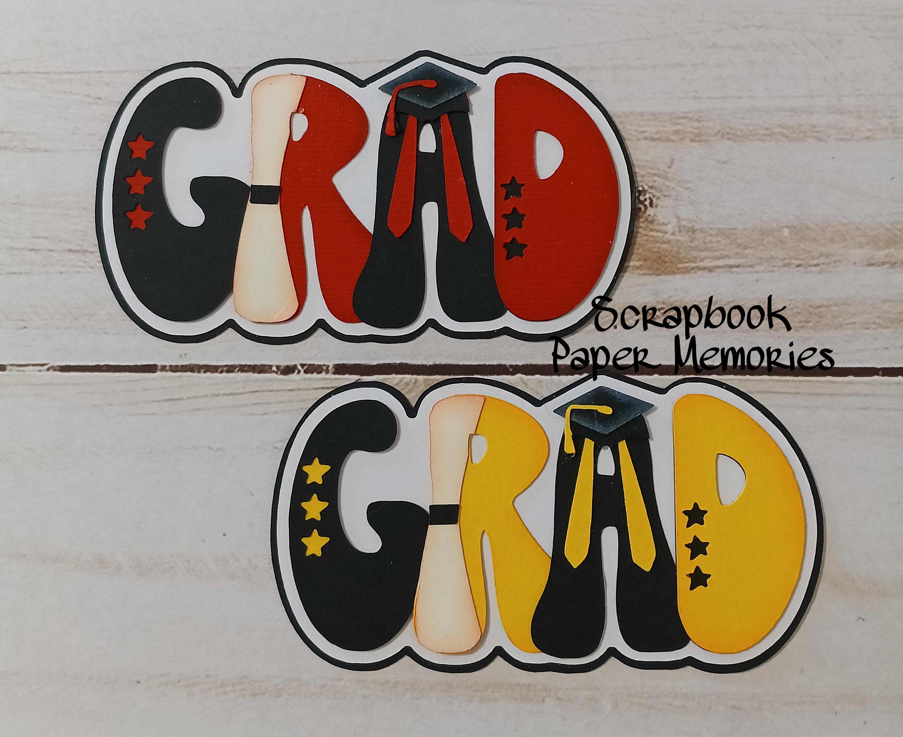 Premade Paper Pieces, Scrapbook Pieces, Set of 2 Pieces, GRAD Title ...
