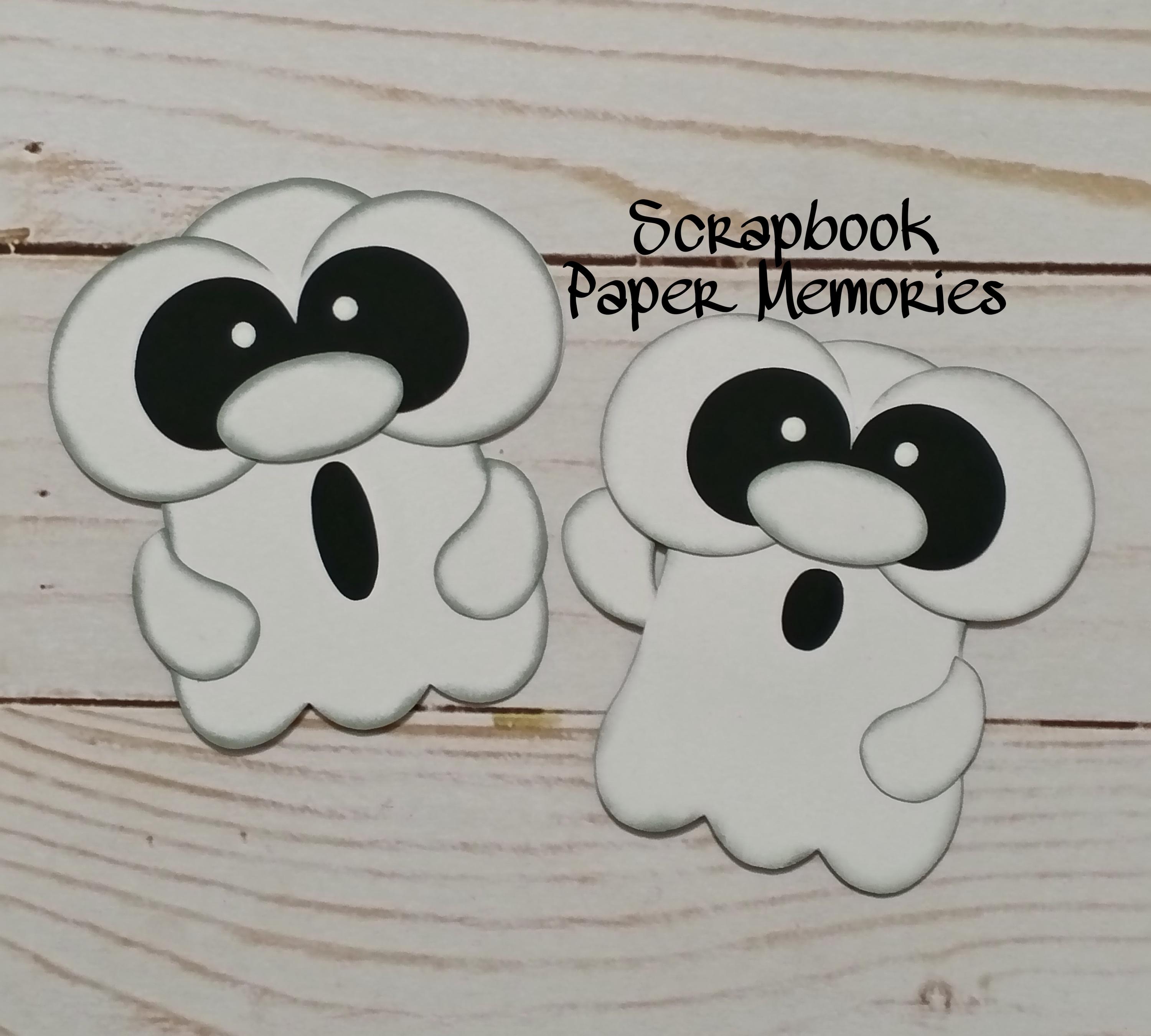 Premade Paper Pieces, Scrapbook Pieces, Set of 2 Baby Ghosts, Scrapbook ...