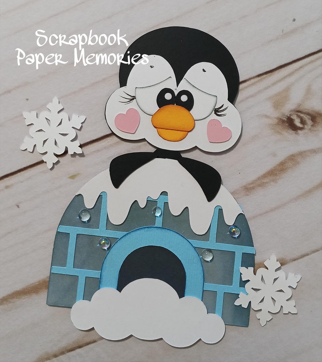 Premade Paper Pieces, Scrapbook Piece, Penguin, Scrapbook Layout, Igloo ...