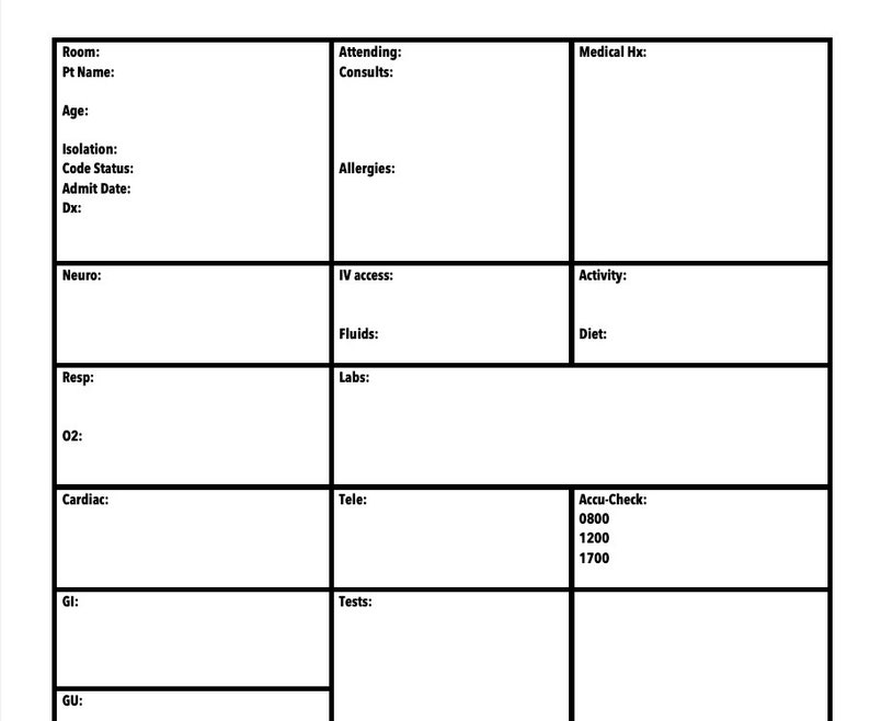 Simple Medical-surgical Report Sheet - Etsy
