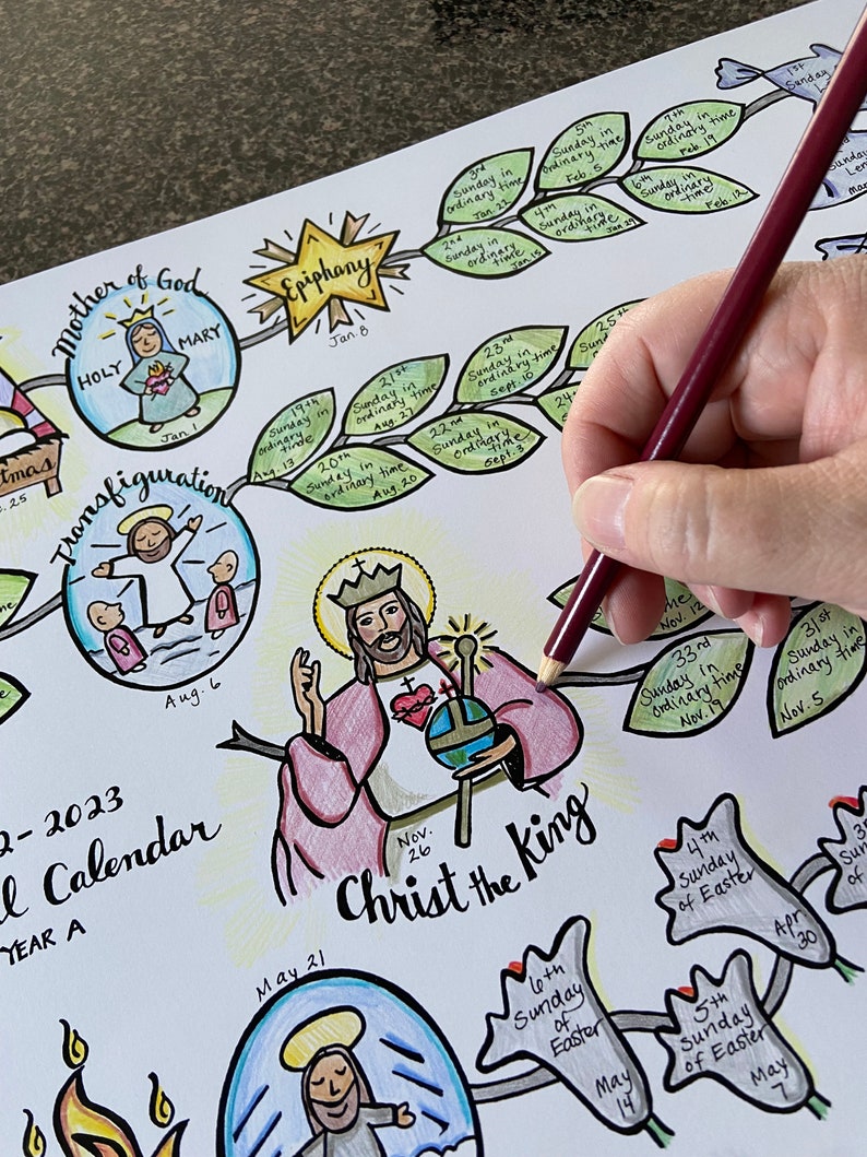 2022-2023 Liturgical Calendar Roman Catholic Hand Drawn - Etsy