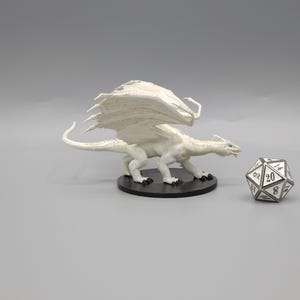 BEHOLD A Young White Dragon Miniature Hand Painted or Primed D&D ...