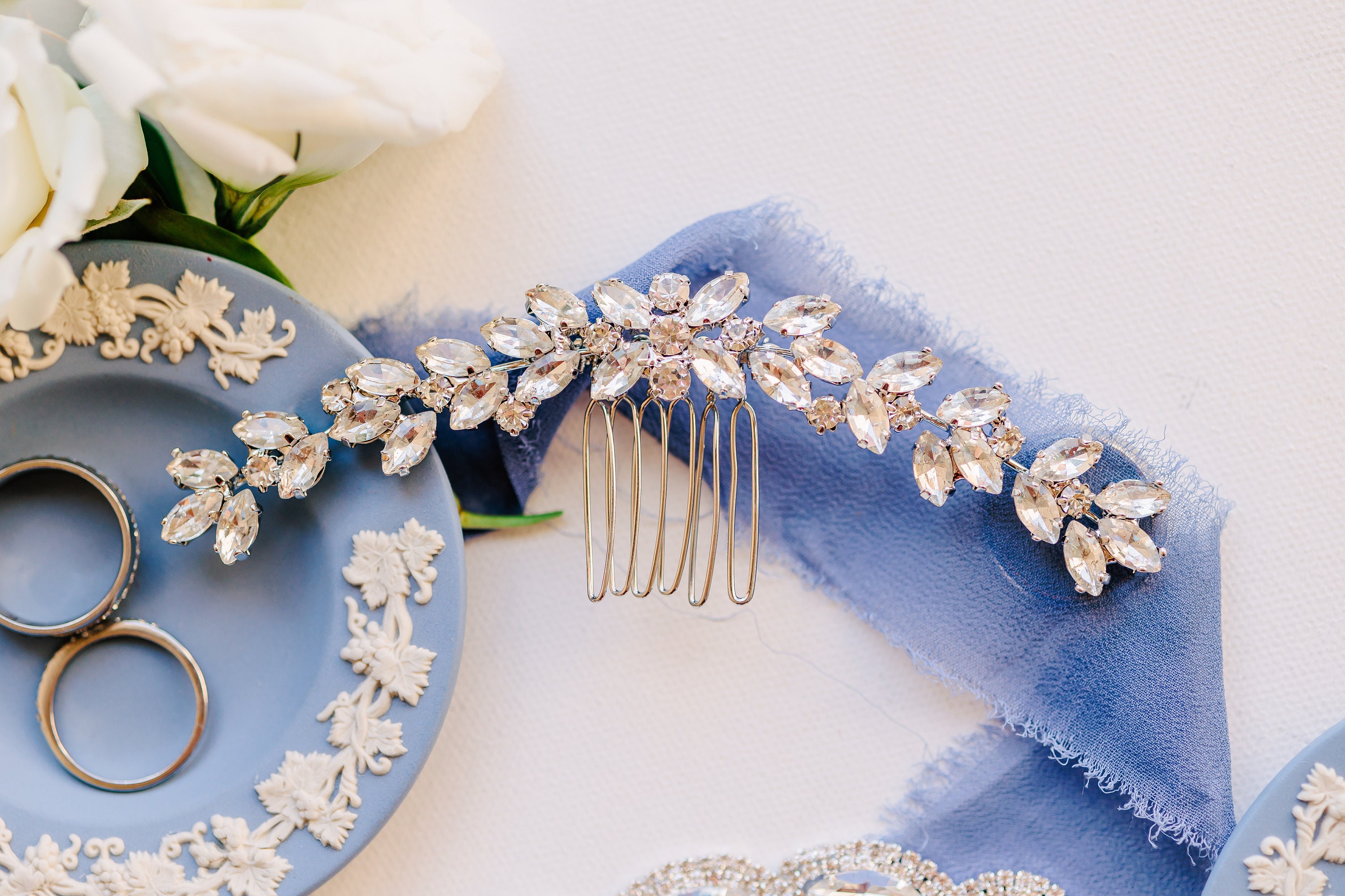 Victorian Hair Comb, Crystal Silver Bridal Comb, Cubic Zirconia Comb ...
