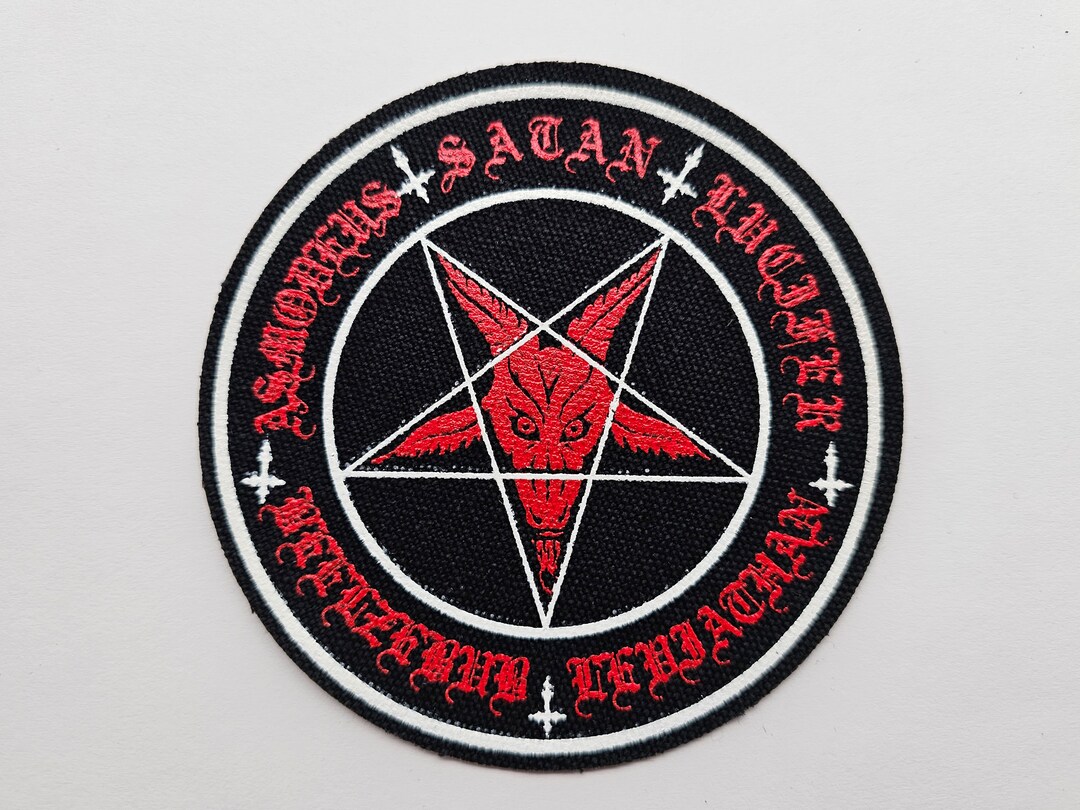 Baphomet Pentagram Filled Demon Names Inverted Crosses | Screen Printed Patch - Etsy