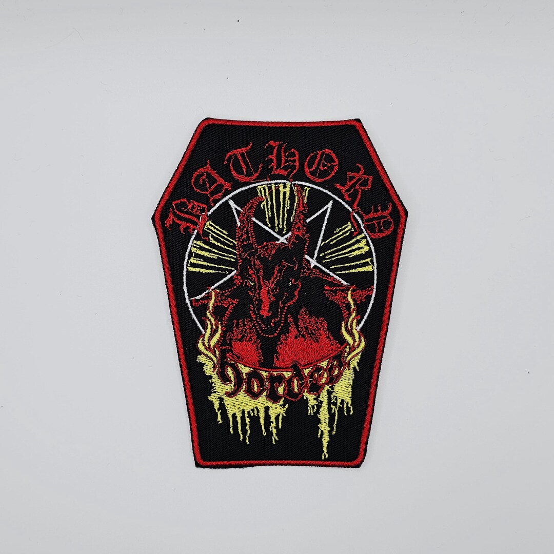Bathory Hordes Red Goat Yellow Coffin Border Embroidered Patch - Etsy