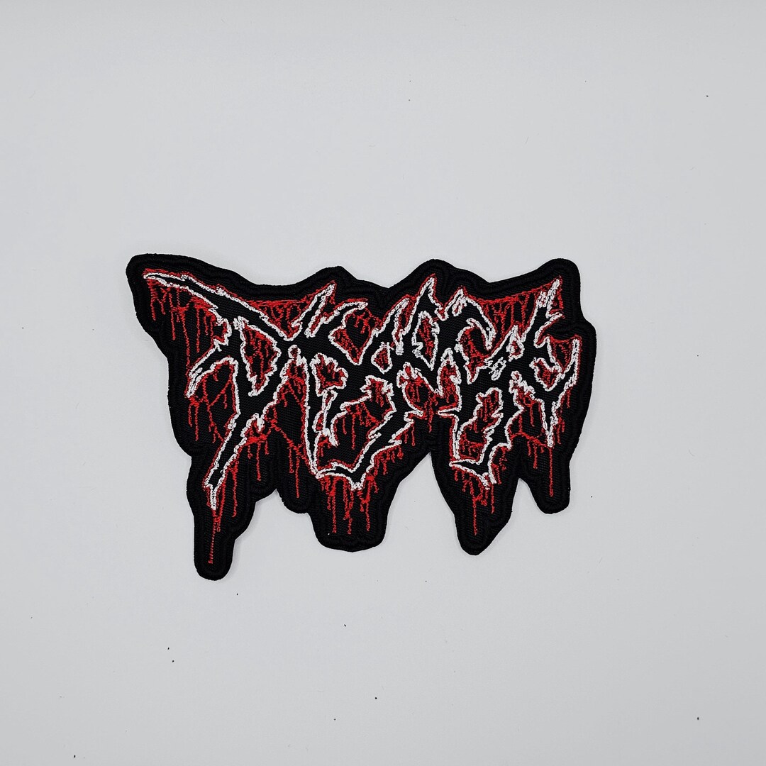 Disgorge White and Red Logo Shaped Border Embroidered Patch - Etsy